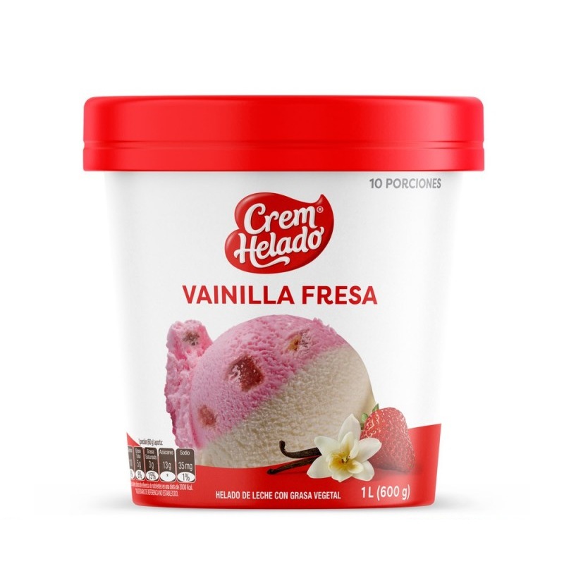 Helado Crem Helado Vainilla-Fresa 600 Gr
